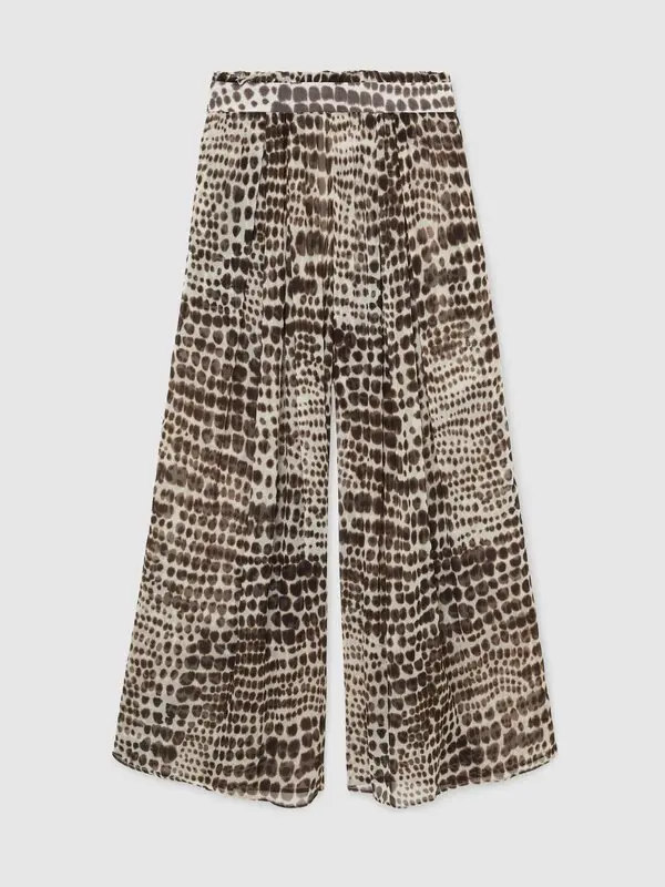 ATELIER Animal Print Wide-leg Trousers