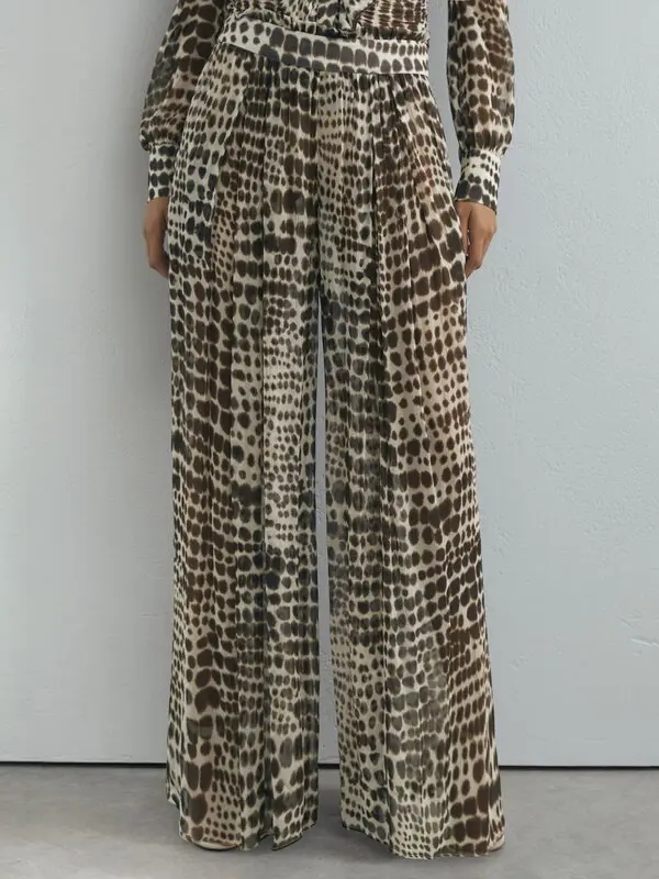 ATELIER Animal Print Wide-leg Trousers