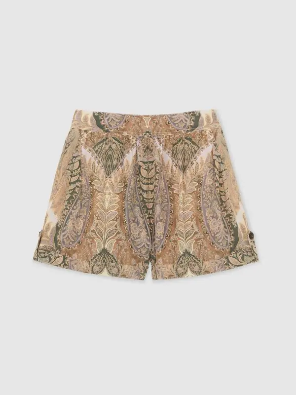 REISS Paisley-print Shorts - Neutral/grey
