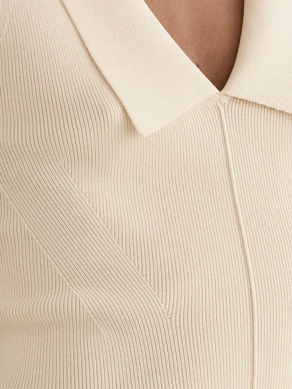 REISS Collared Rib-knit Vest - Ivory