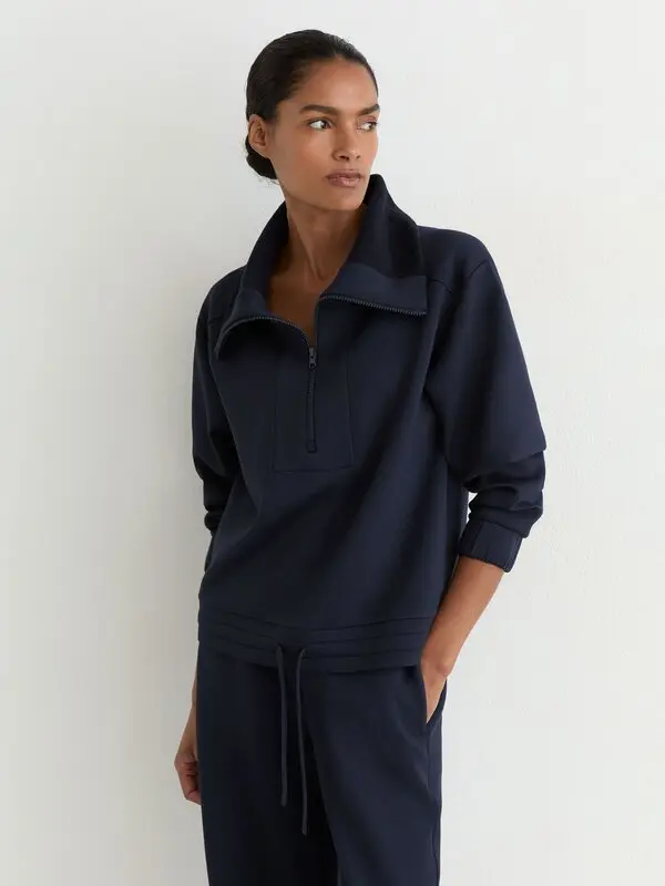 REISS Premium Interlock Half-zip Sweatshirt