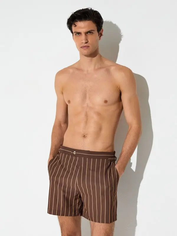 REISS Pinstripe Side-adjuster Swim Shorts