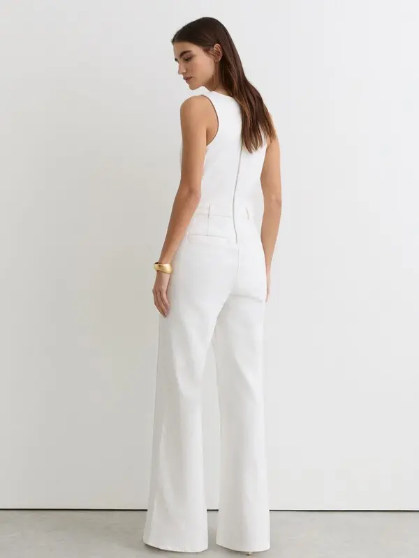 REISS Petite Wide-leg Racer-back Denim Jumpsuit