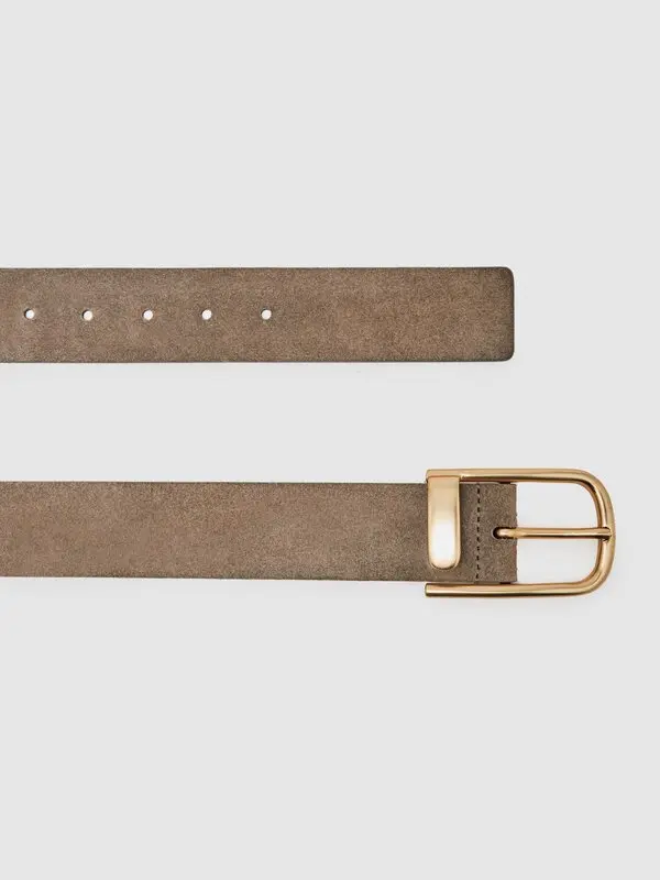 REISS Suede Half Keeper Belt - Grey