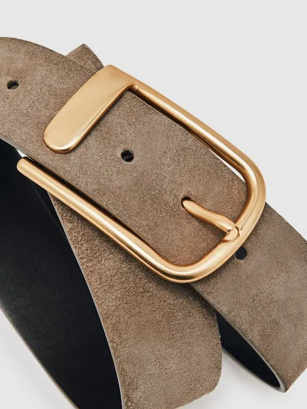 REISS Suede Half Keeper Belt - Grey