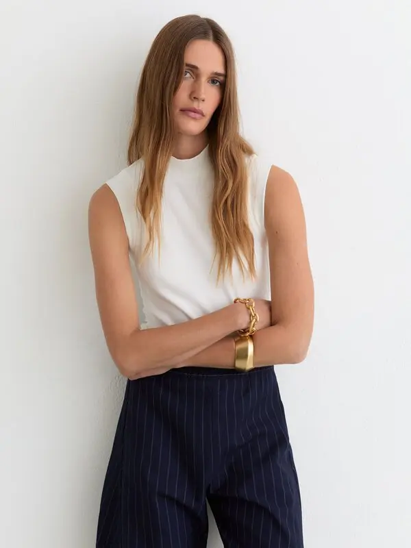 REISS Stretch-cotton High-neck Vest