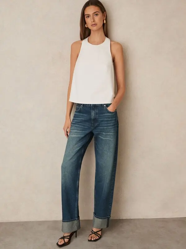 REISS Cotton Belt-halterneck Top
