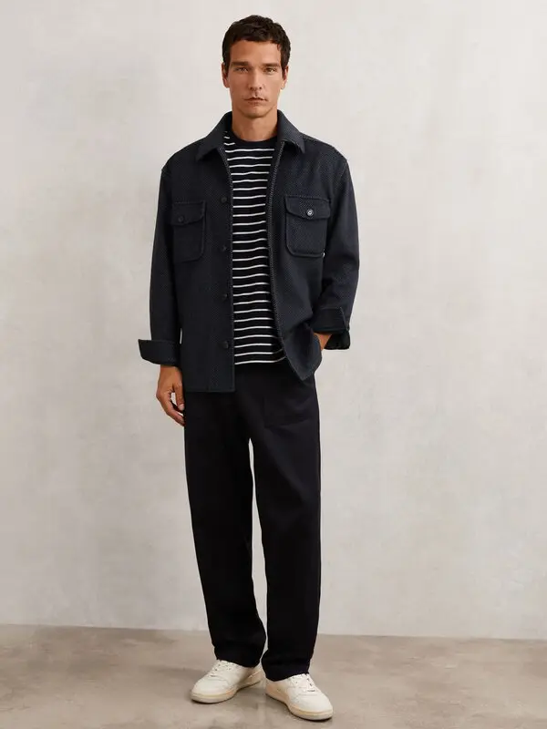REISS Wool-blend Herringbone Overshirt