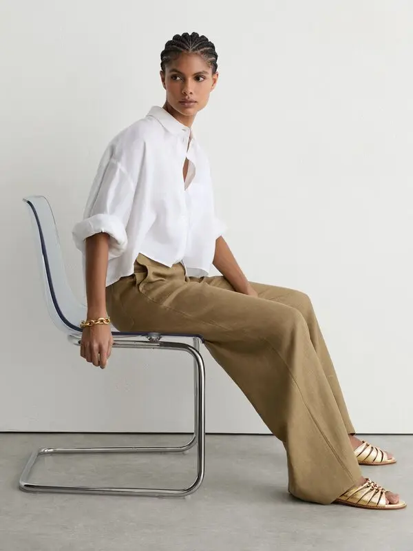 REISS Leather Metallic Knotted Flat Sandals