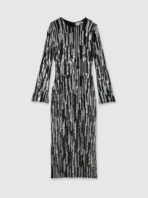 ILTA Black & Silver Sequin Halter Neck Dress