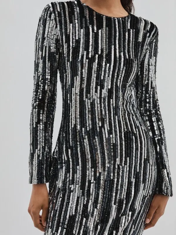ILTA Black & Silver Sequin Halter Neck Dress