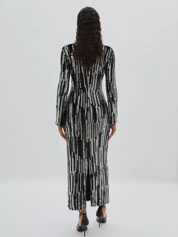 ILTA Black & Silver Sequin Halter Neck Dress