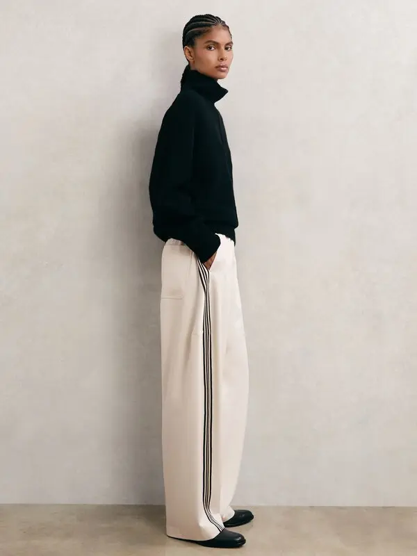 REISS Barrel-leg Side-stripe Trousers