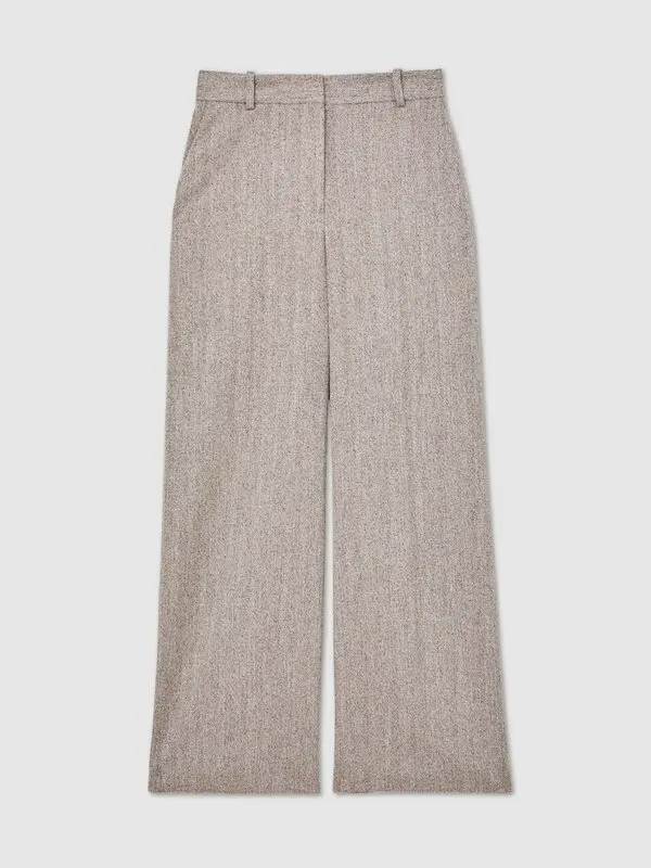 REISS Petite Wide-leg Textured Tailored Trousers