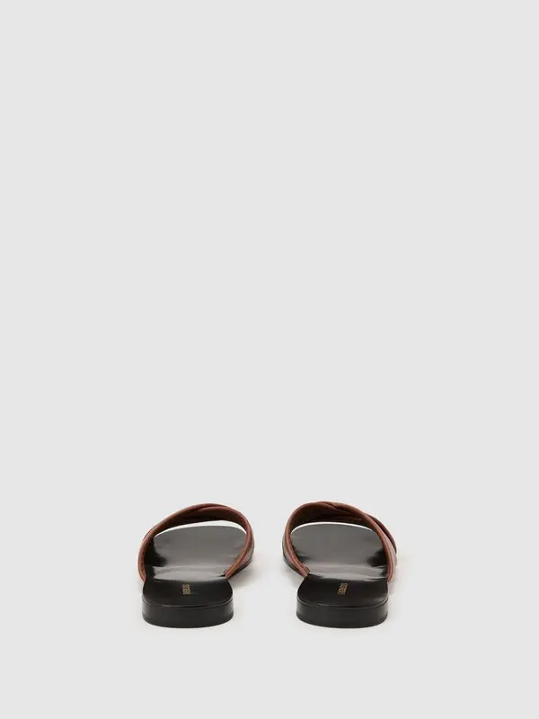 REISS Leather Cross-strap Flat Sandals