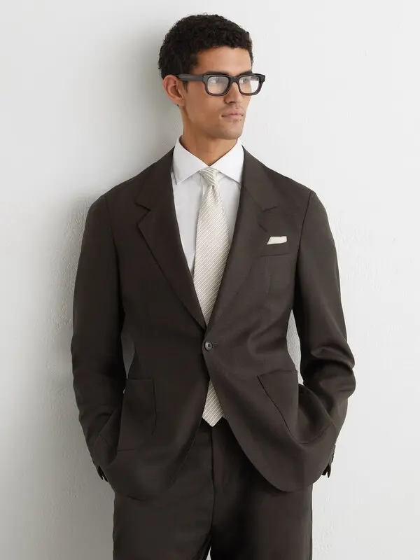 REISS Wool Single-breasted Classic-fit Suit Jacket - Dark Brown