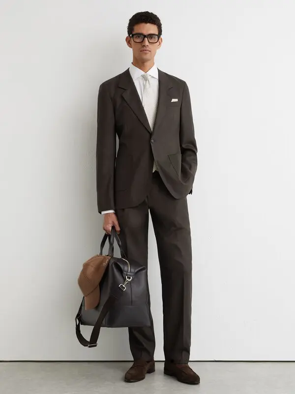 REISS Wool Single-breasted Classic-fit Suit Jacket - Dark Brown