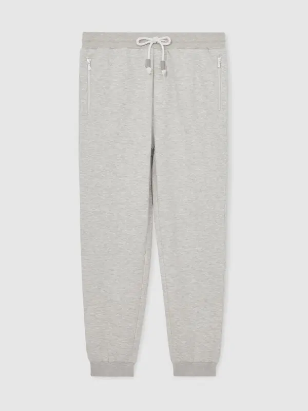 REISS Cotton-blend Drawstring Joggers - Grey