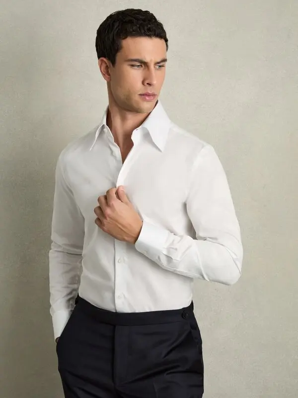 REISS Caldwell Shirt Cotton Plain - White