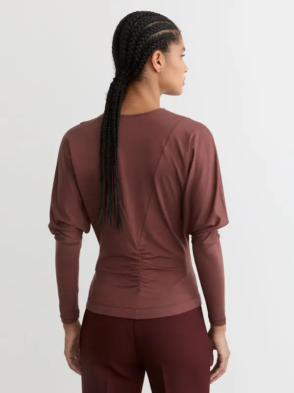 REISS Ruched Jersey Long-sleeve Top