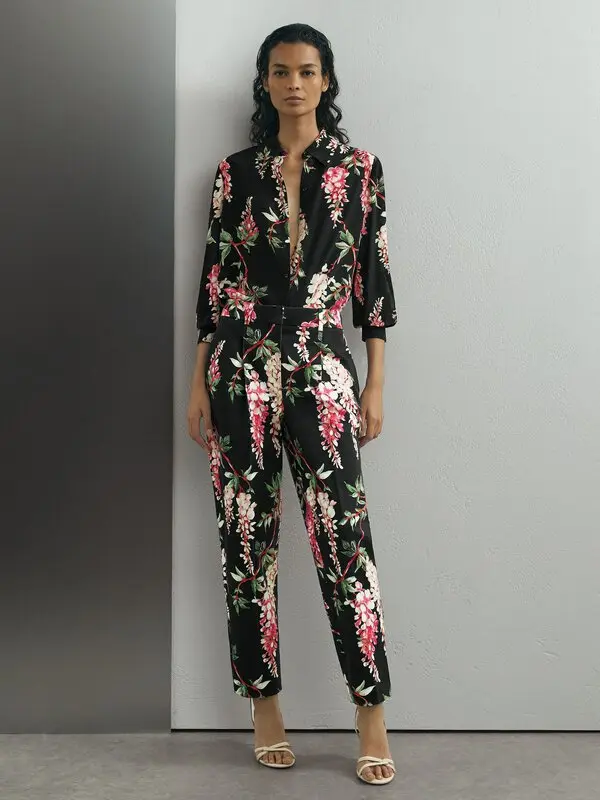 ATELIER Silk Chiffon Floral Print Shirt