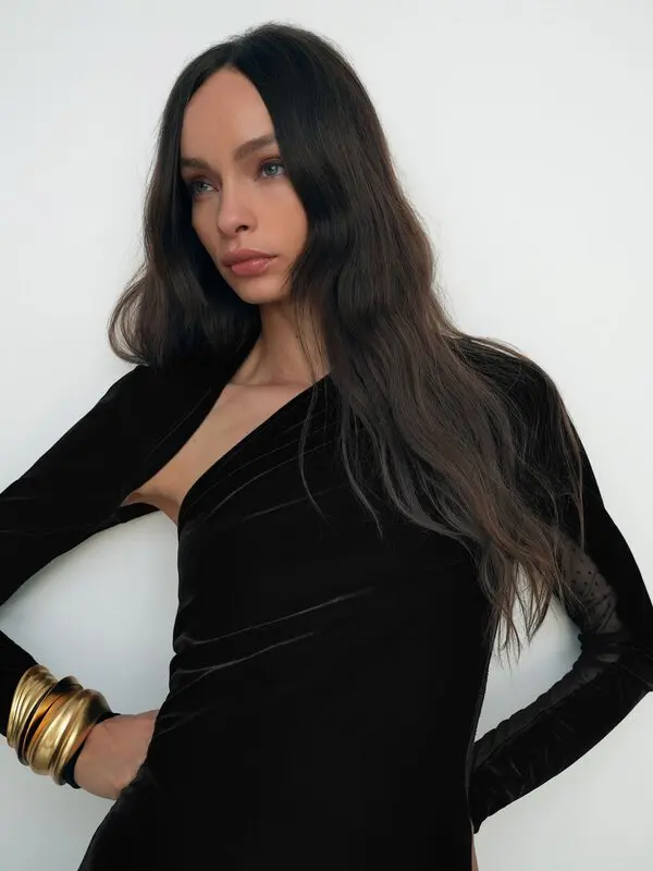 REISS Velvet Sheer-panel Cut-out Midi Dress