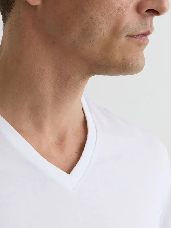 REISS Cotton V-neck Tailored-fit T-shirt - White