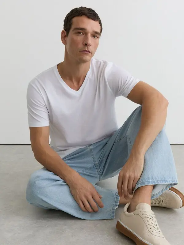 REISS Cotton V-neck Tailored-fit T-shirt - White