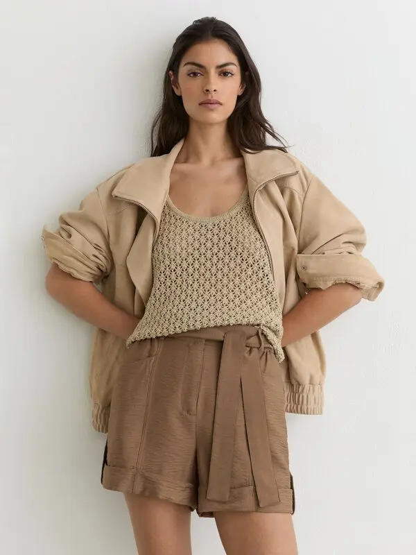 REISS Belted Button-tab Shorts