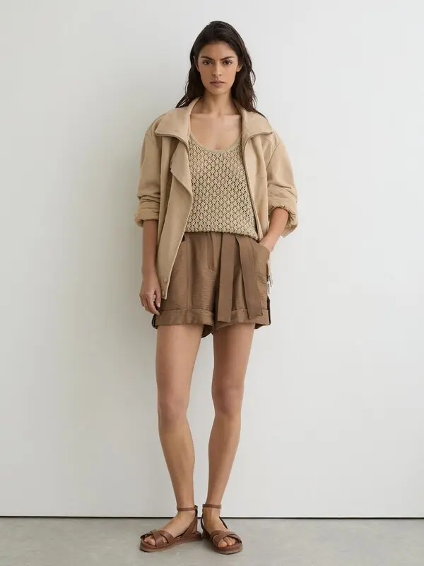 REISS Belted Button-tab Shorts