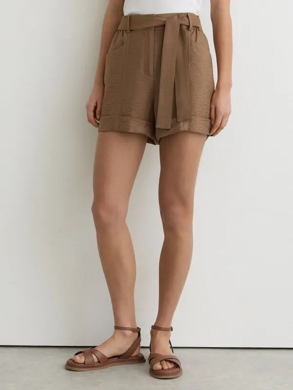 REISS Belted Button-tab Shorts