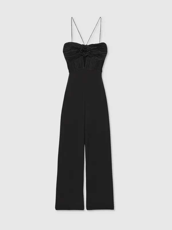 AMUR Cady Rosette Jumpsuit - Black