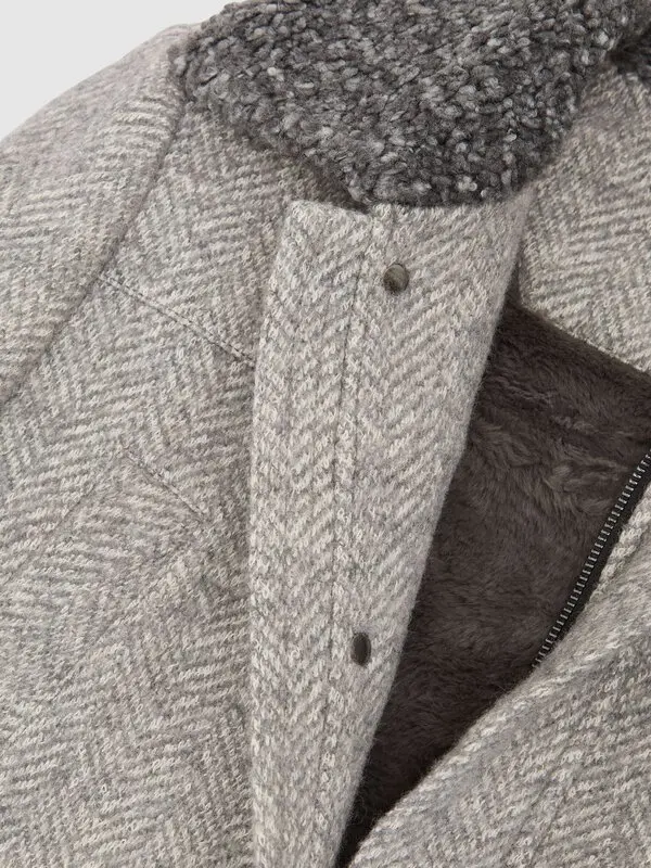 REISS Atelier Wool-cotton Herringbone Jacket