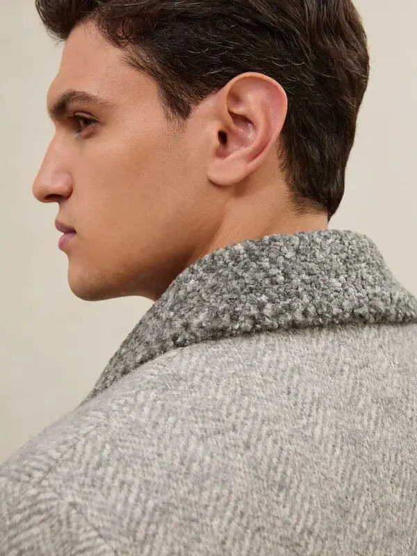 REISS Atelier Wool-cotton Herringbone Jacket