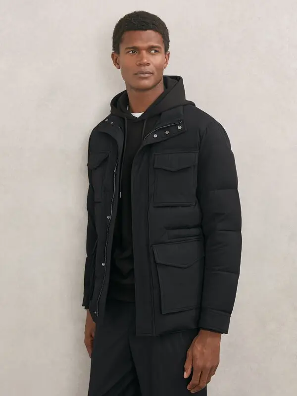 REISS Quilted Four-pocket Puffer Jacket