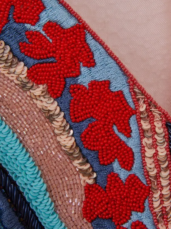 RAISHMA Embellished Textured Mini Dress, Pink & Blue - Pink/red