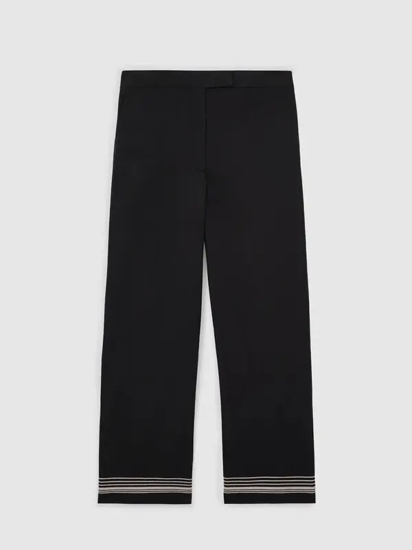 REISS Cotton Stripe-detail Tapered Trousers - Black/ivory