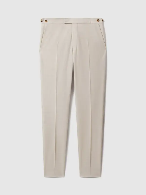 REISS Slim Fit Side Adjuster Trousers - Stone