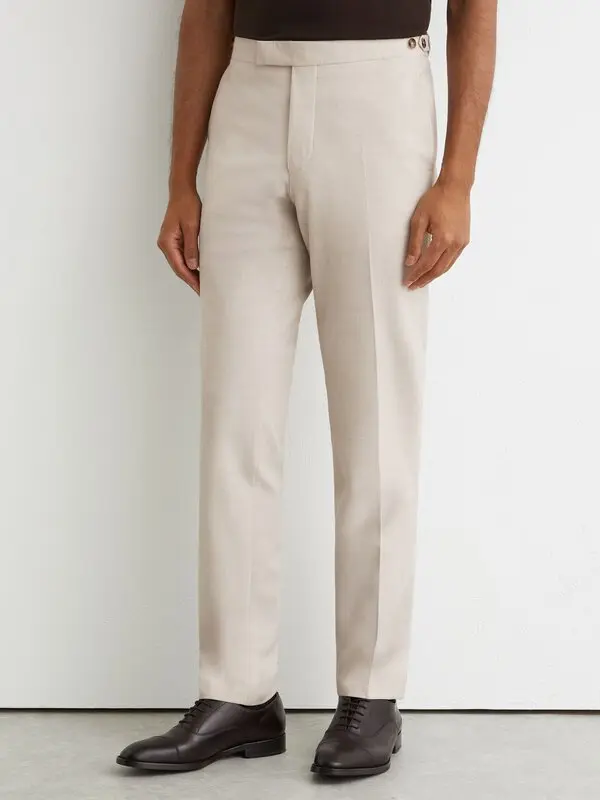 REISS Slim Fit Side Adjuster Trousers - Stone