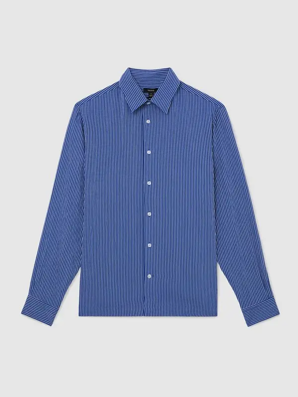 REISS Blue & White Pinstripe Long-sleeve Regular-fit Shirt - Blue/white