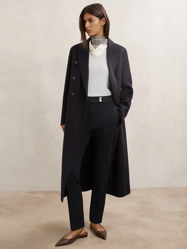 REISS Tapered Button-detail Trousers