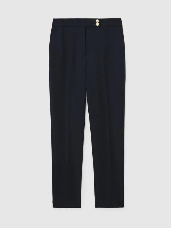 REISS Tapered Button-detail Trousers