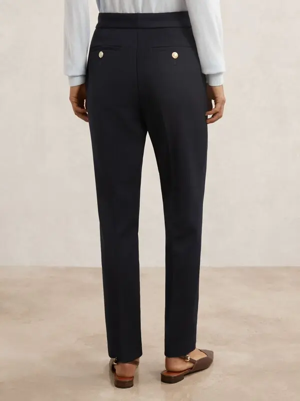 REISS Tapered Button-detail Trousers