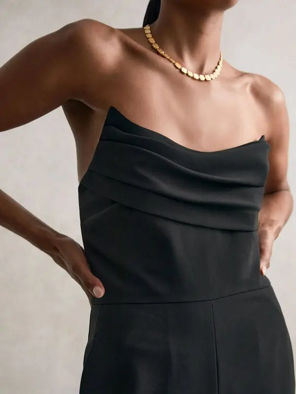 REISS Structu Strapless Wide-leg Jumpsuit - Black