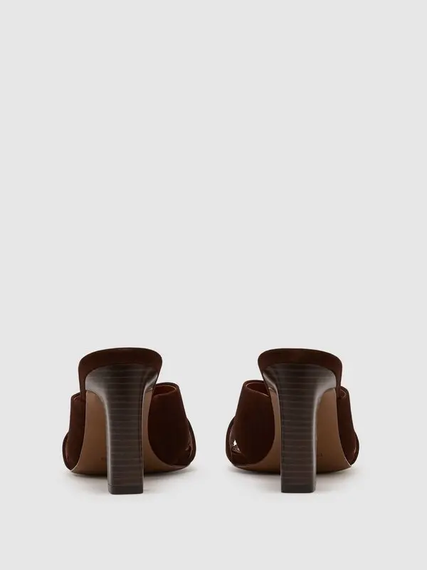 REISS Suede Cross-strap Block-heel Mules