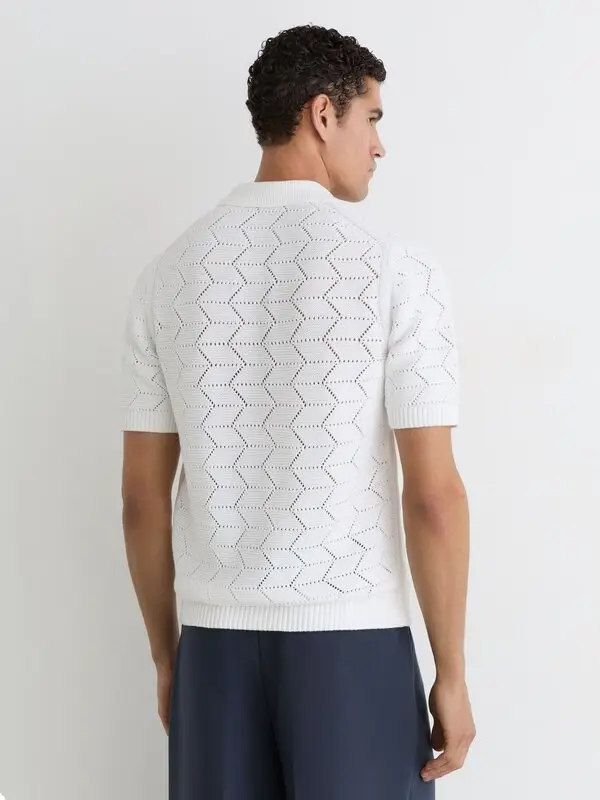 REISS Pointelle-knit Cuban-collar Shirt