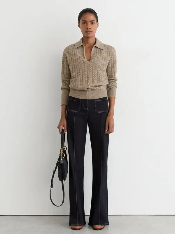 REISS Wool-cashmere Cable-knit Collared Jumper