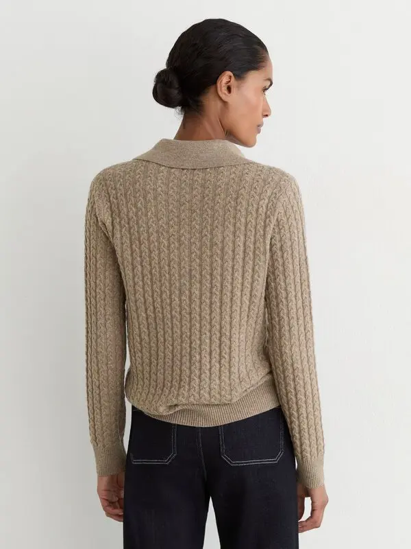 REISS Wool-cashmere Cable-knit Collared Jumper