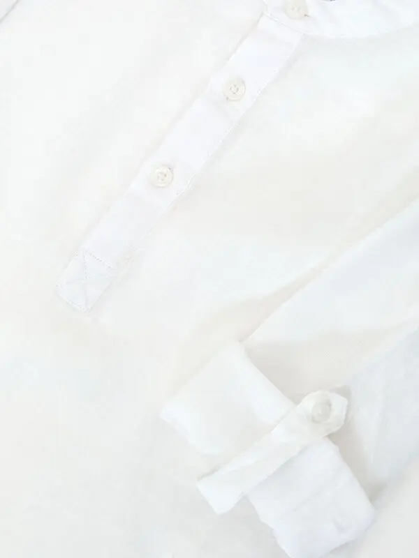 REISS 3-9 Yrs Linen Grandad-collar Half-button Shirt