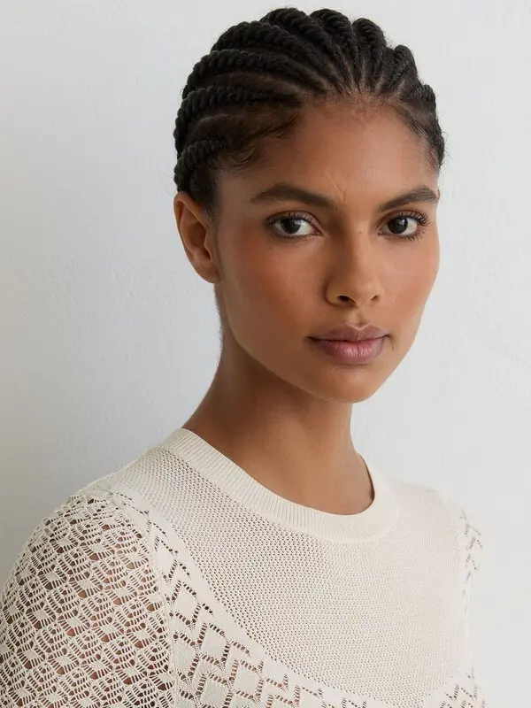 REISS Pointelle-knit Long-sleeve Top